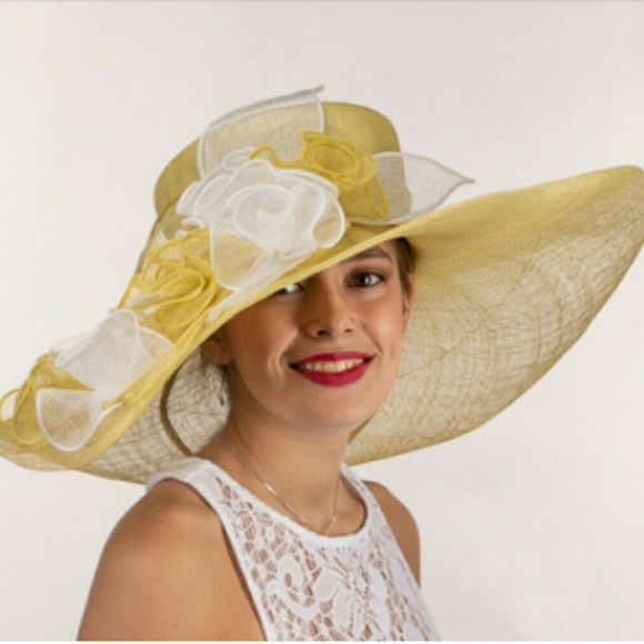 Accessories | Yellow White Flower Sinamay Derby Church Tea Hat | Poshmark